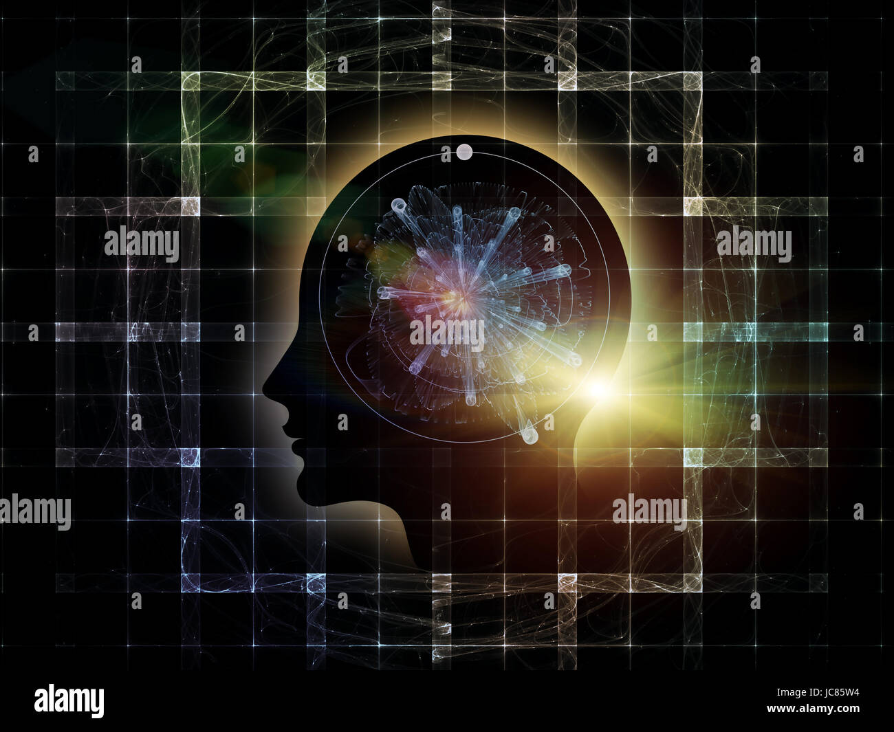 Mind Geometry series. Composition of Human profile, math and design ...