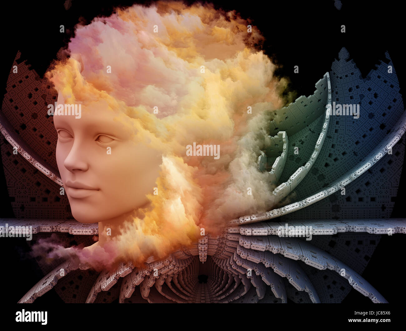 Dreaming Intellect series. Abstract design made of human face and ...