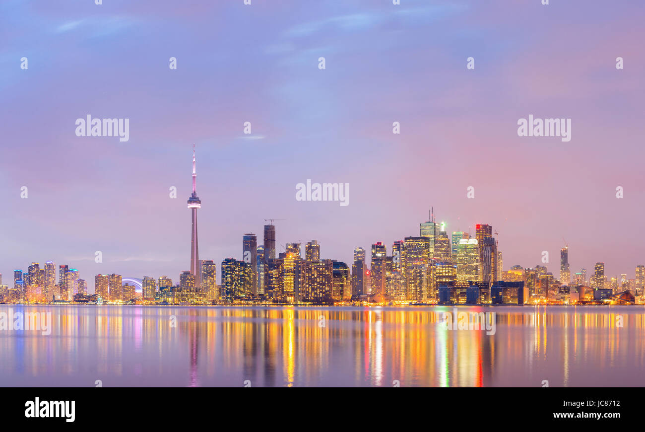 Panorama of Toronto Skyline at dusk, Ontario, Canada Stock Photo - Alamy