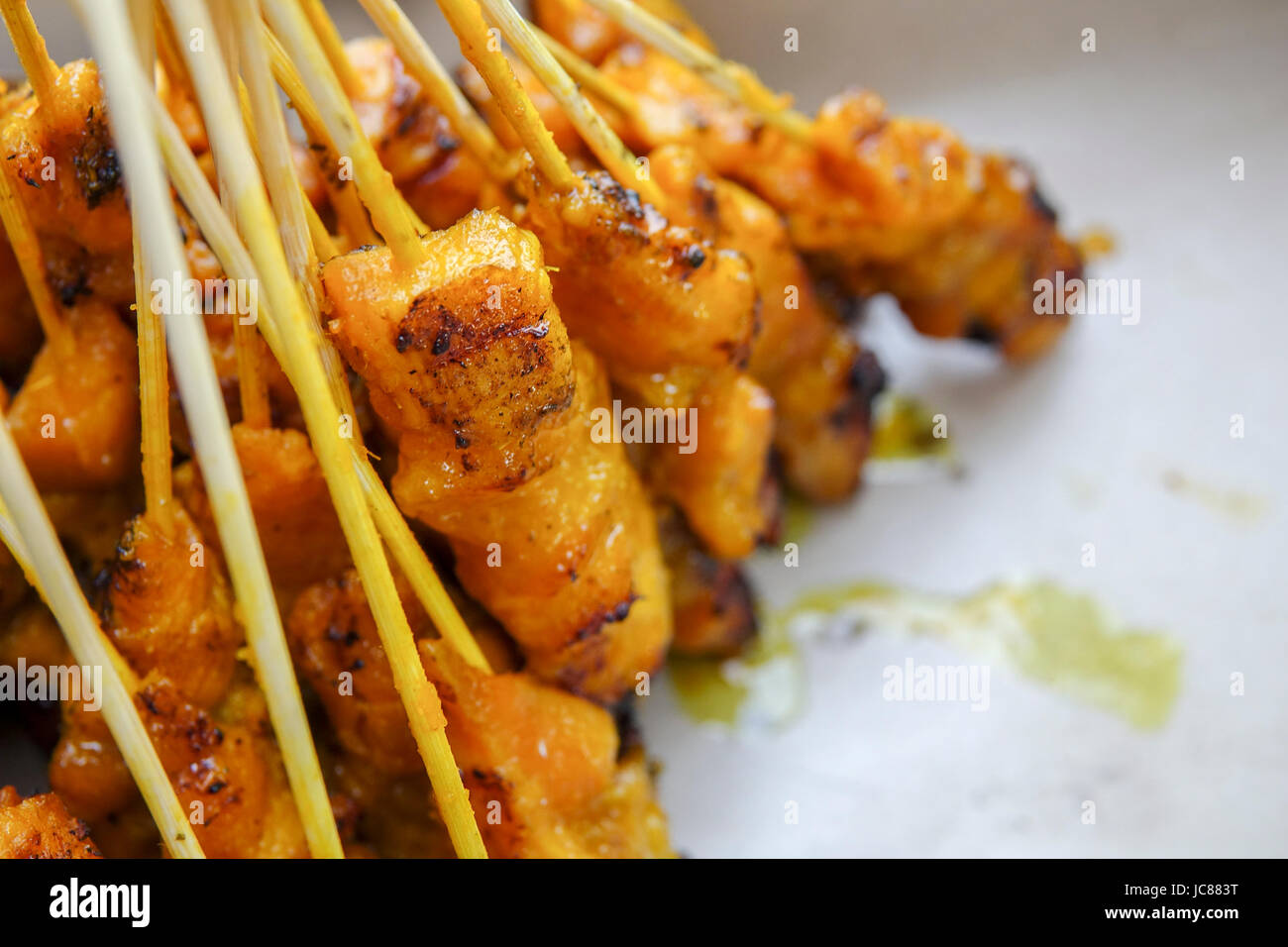 Image of a Malaysian delicacy commonly known as Satay (bamboo stick ...