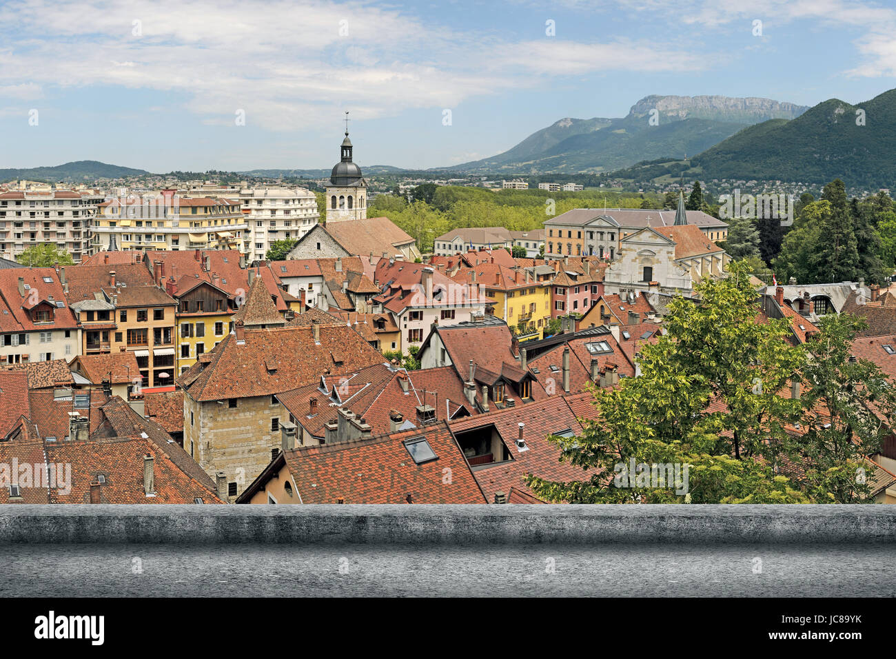 Annecy cityscape with red roof of traditional houses under sky in ...