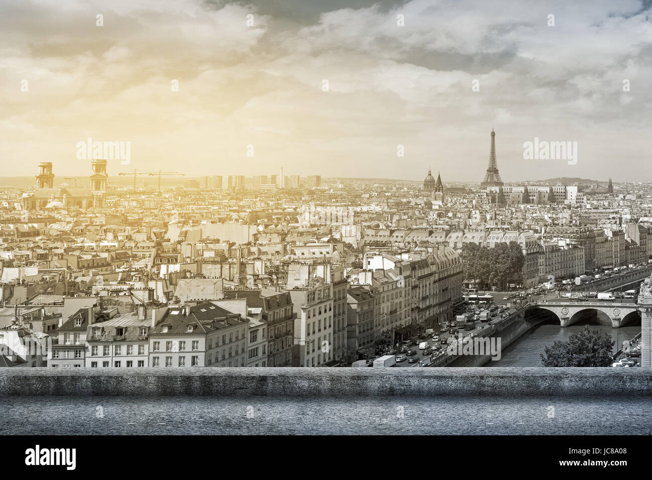 Paris city skyline in daytime with a concrete ground Stock Photo - Alamy