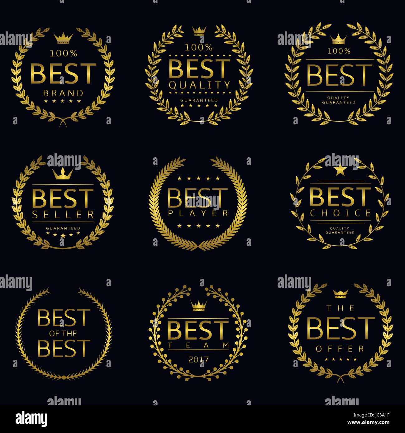 Golden best labels Stock Vector Image & Art - Alamy
