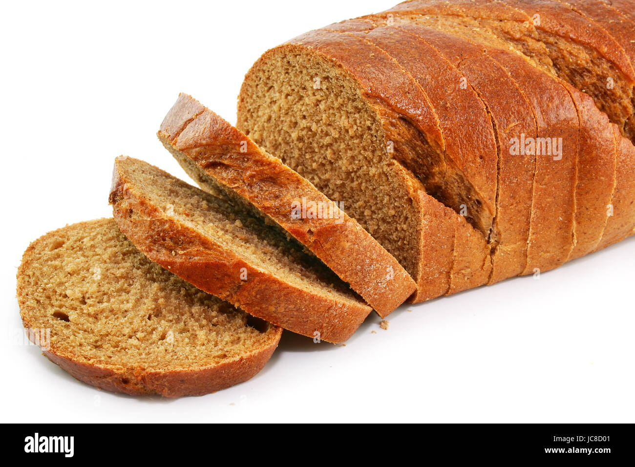Closeup of whole wheat bread isolated on a white background Stock Photo ...