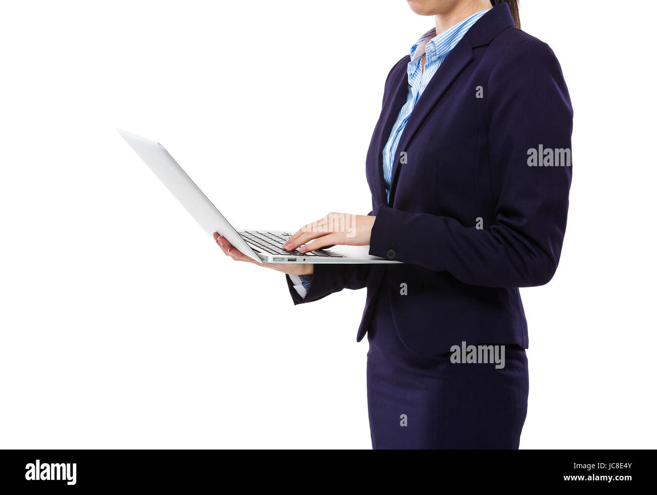 Businesswoman use of laptop computer Stock Photo - Alamy