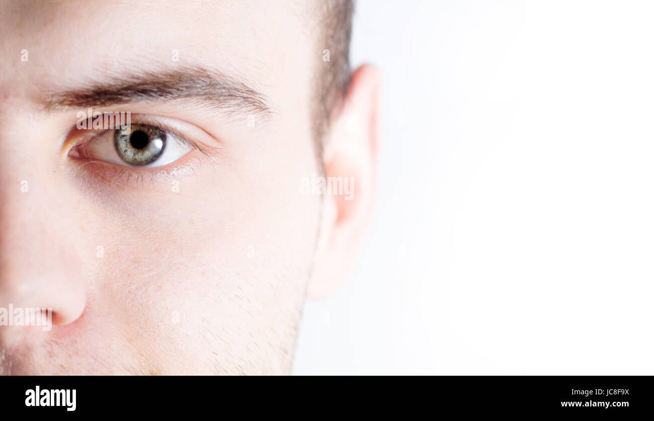 man half face on a white background Stock Photo - Alamy