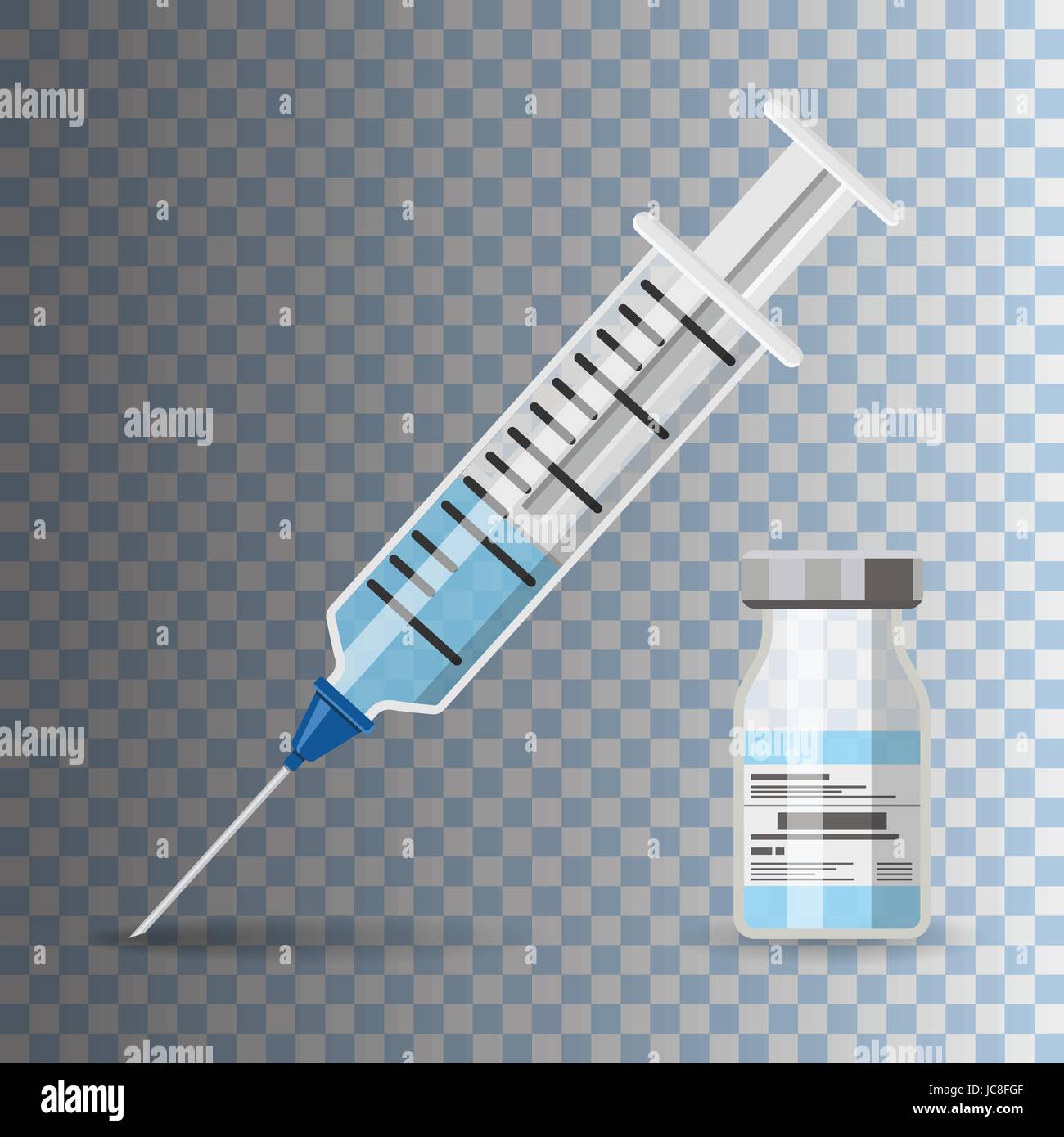 icon plastic medical syringe with needle and vial in flat style ...