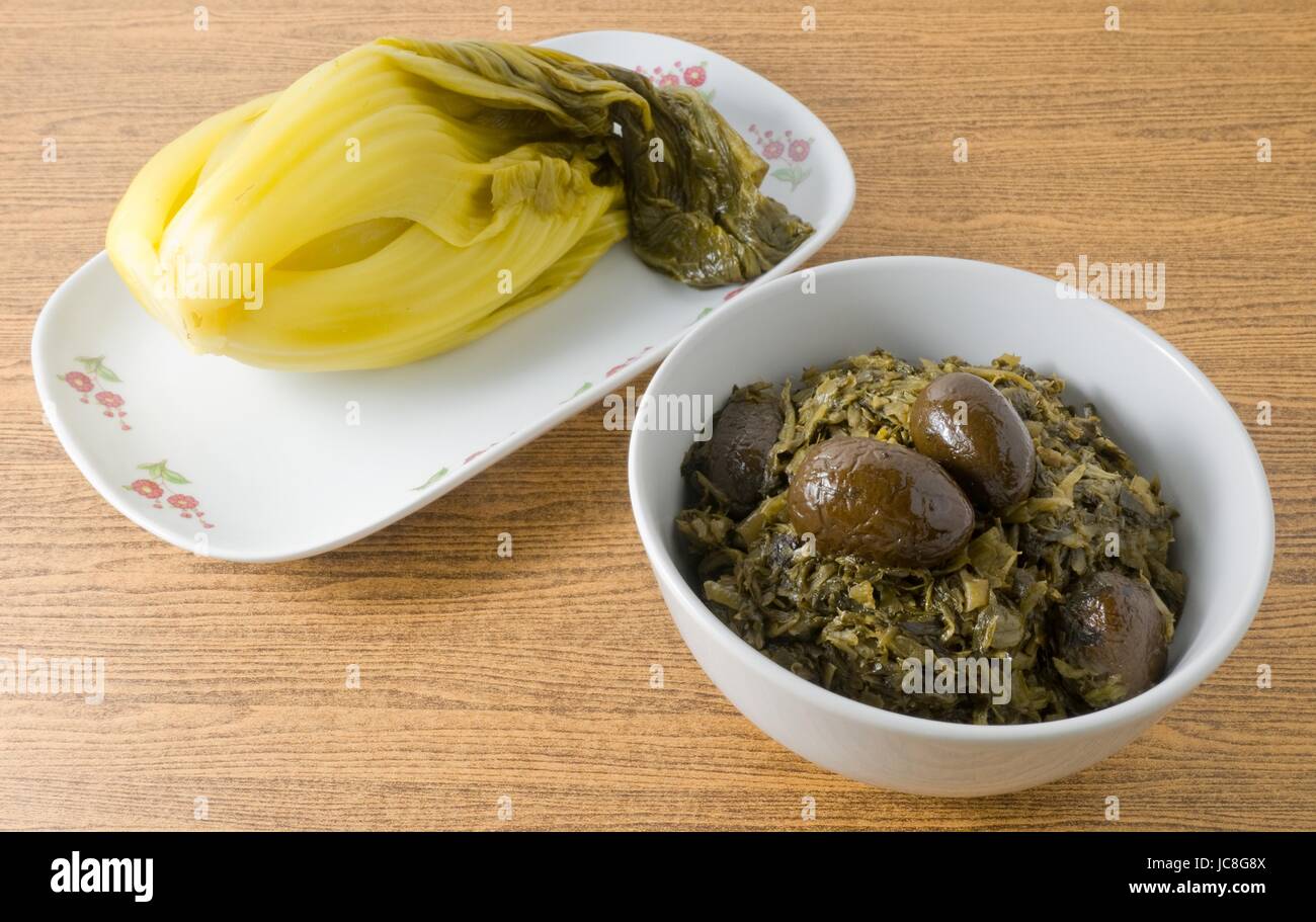 Chinese Traditional Food, Pickled Green Cabbage and Chopped Pickled ...