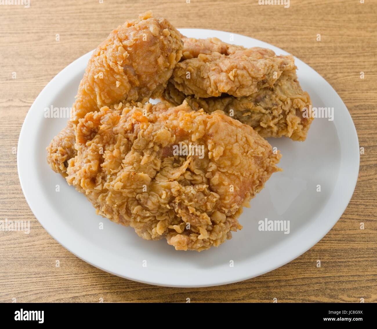 Cuisine and Food, A Plate of Delicious Crispy Fried Chicken on Brown ...