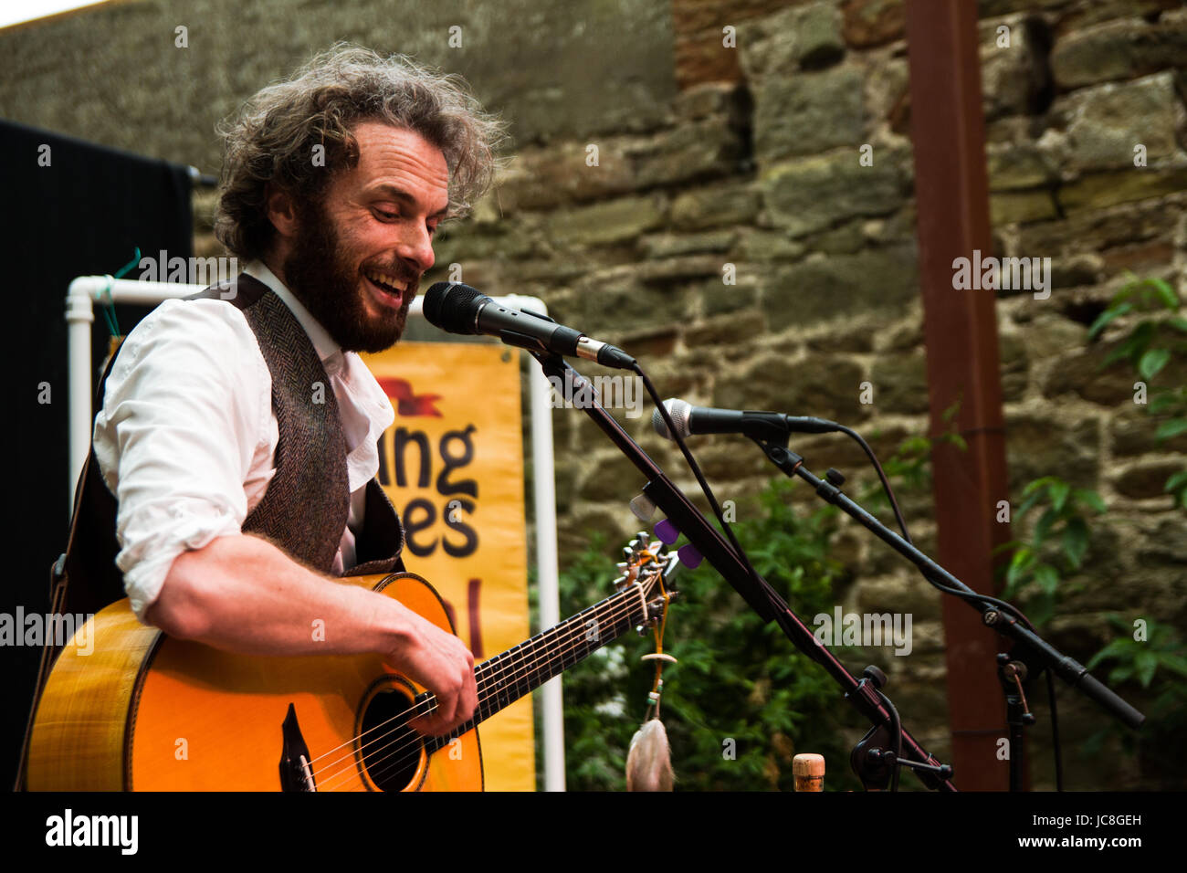 Ben Maggs sings to the crowd at Stepping Stones Festival, Kirklinton ...