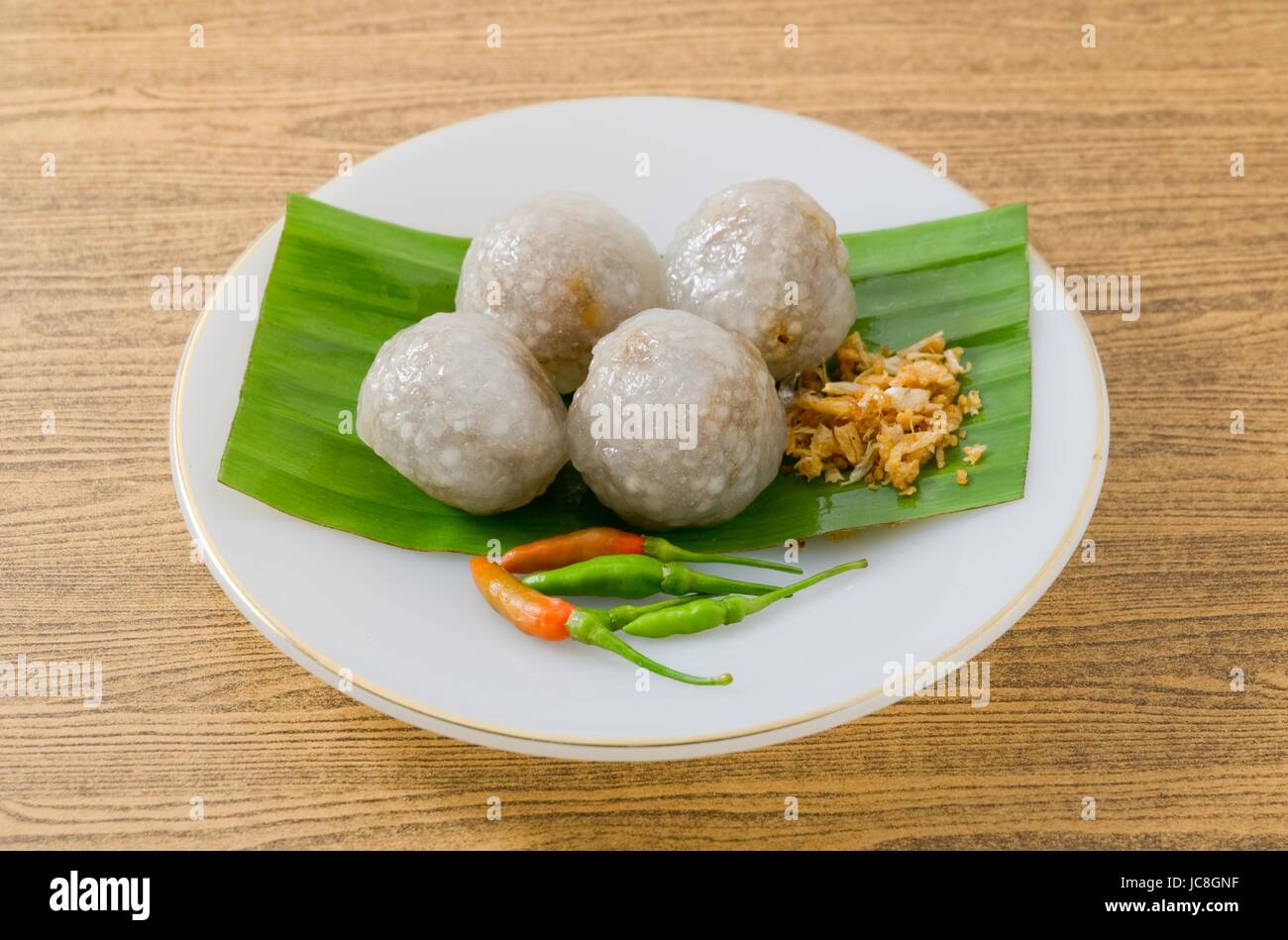 Thai Traditional Dessert, Tapioca Balls Made From Glutinous Rice Filled ...
