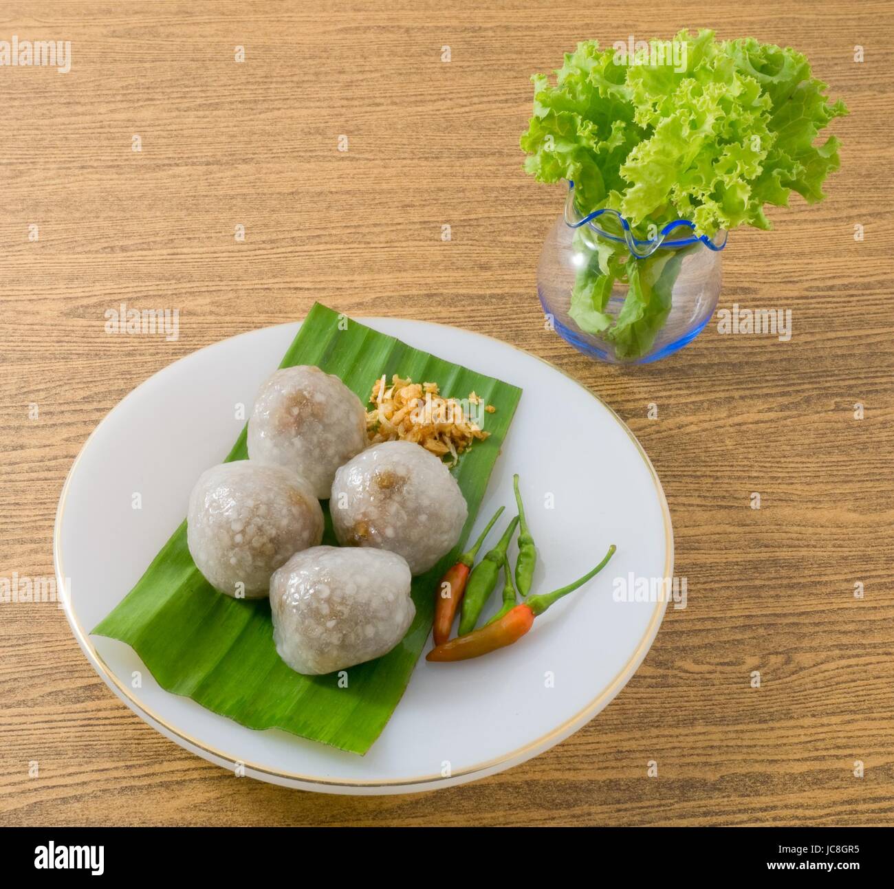 Thai Traditional Dessert, Steamed Tapioca Balls Made From Glutinous ...
