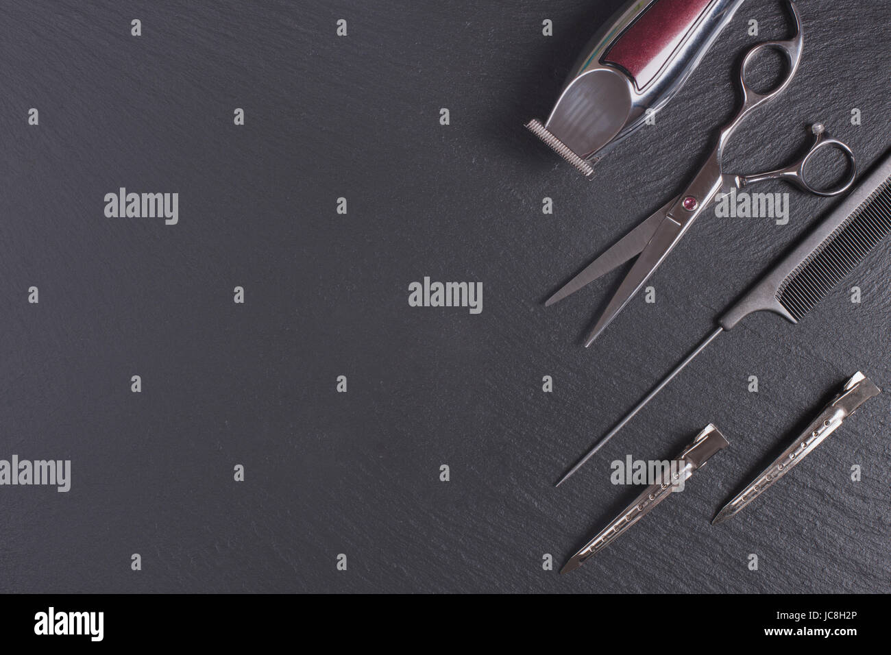 Stylish Professional tool, Hair Cutting on black background ...