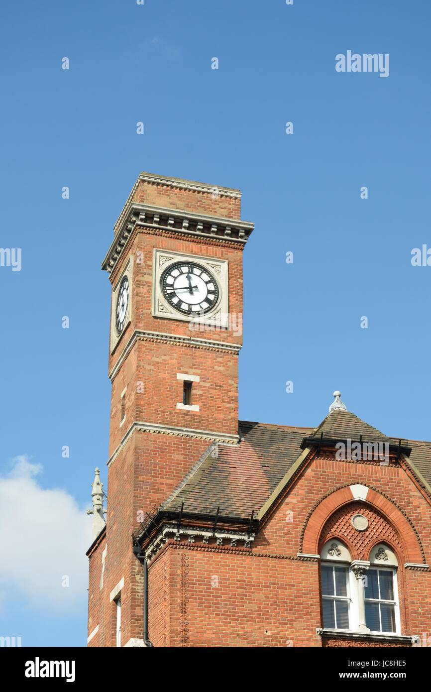 Victorian red brick clock tower Stock Photo - Alamy