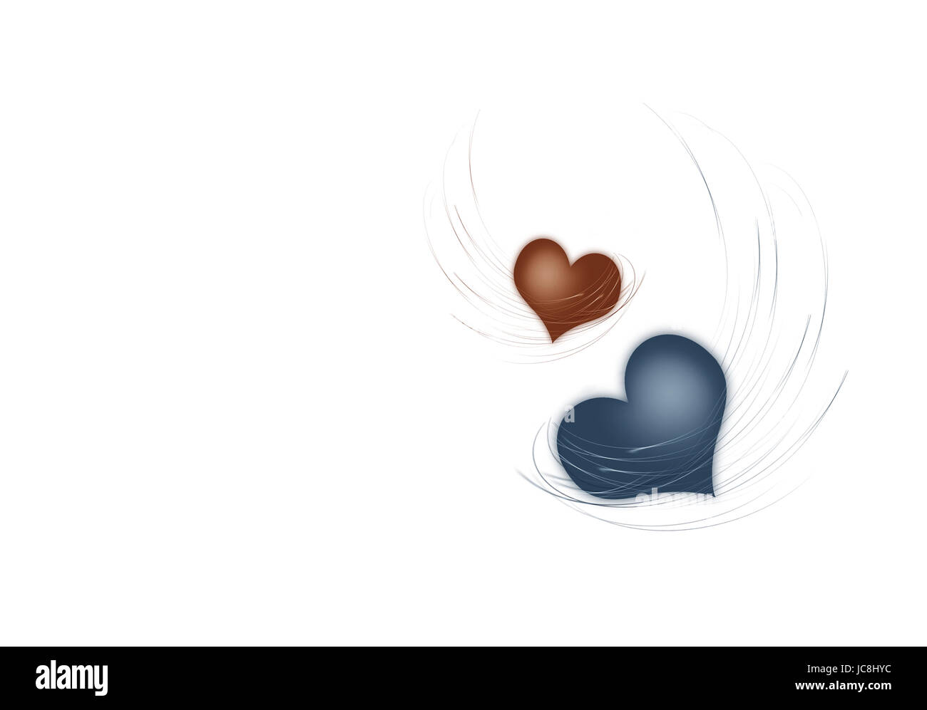 Two hearts on a white background Stock Photo - Alamy