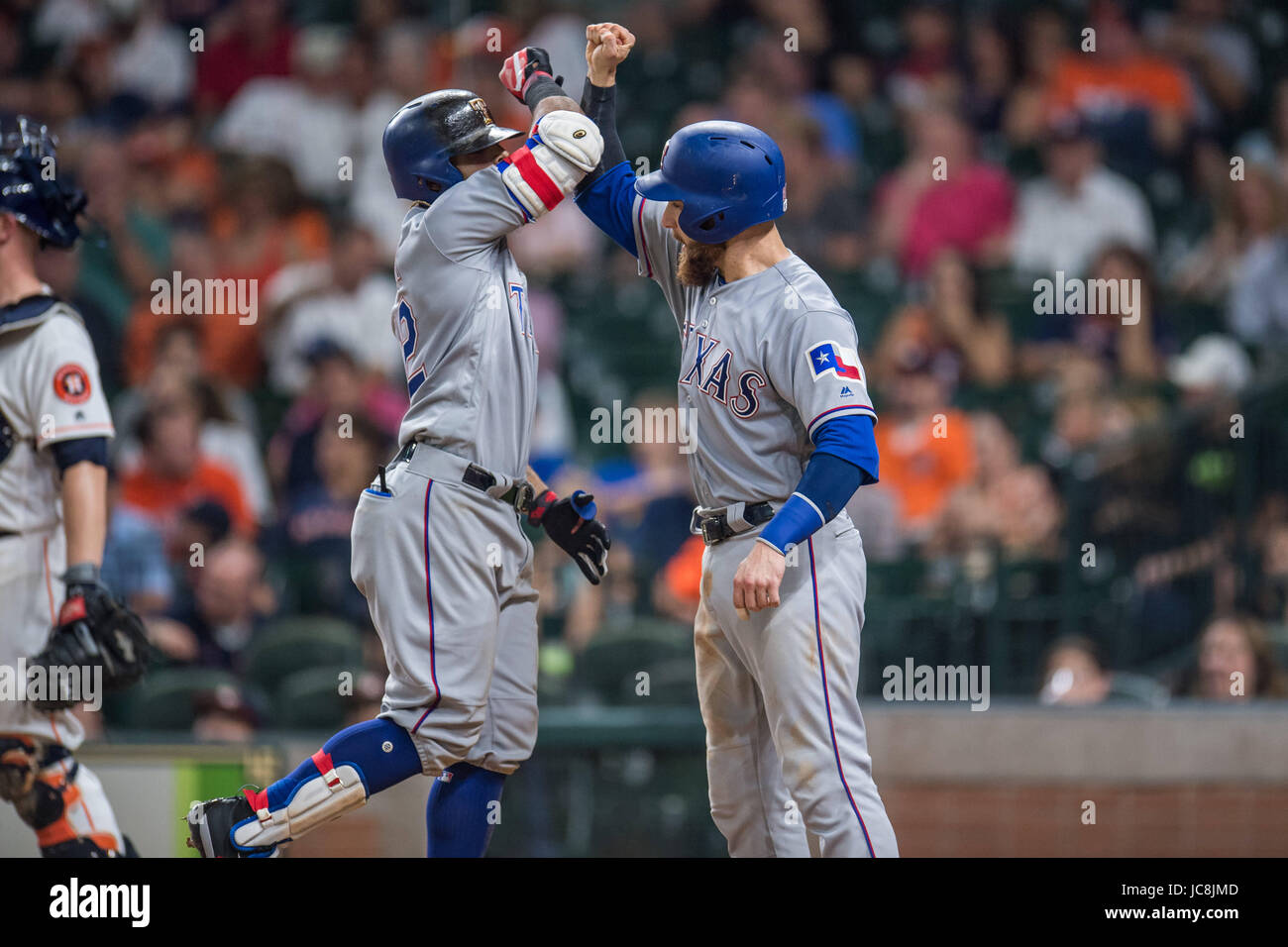 Houston, TX, USA. 13th June, 2017. Texas Rangers second baseman Rougned ...