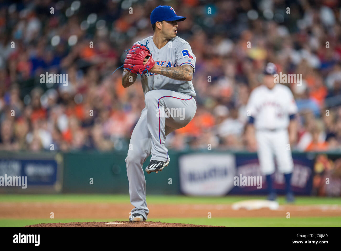 Houston, TX, USA. 13th June, 2017. Texas Rangers relief pitcher Matt ...