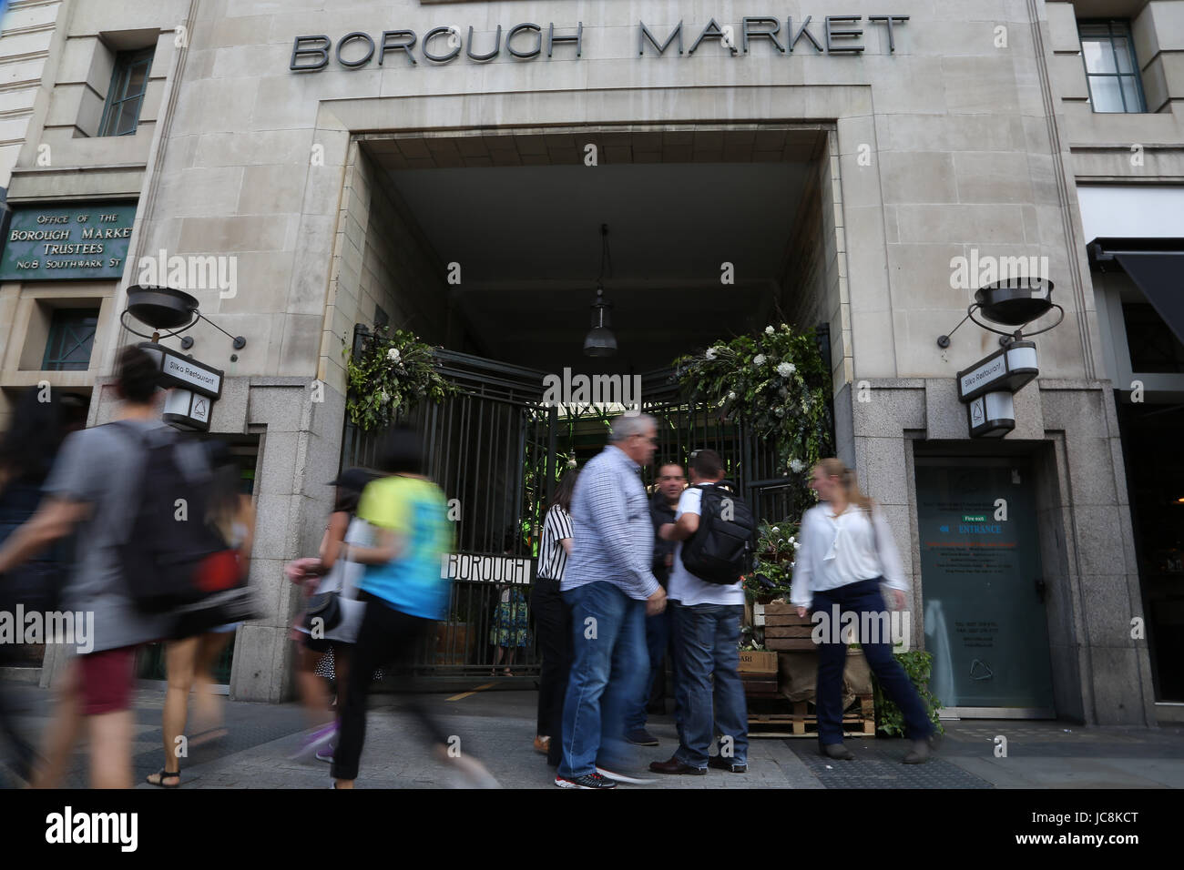 London, UK. 14th June, 2017. Borough Market reopens after the London ...