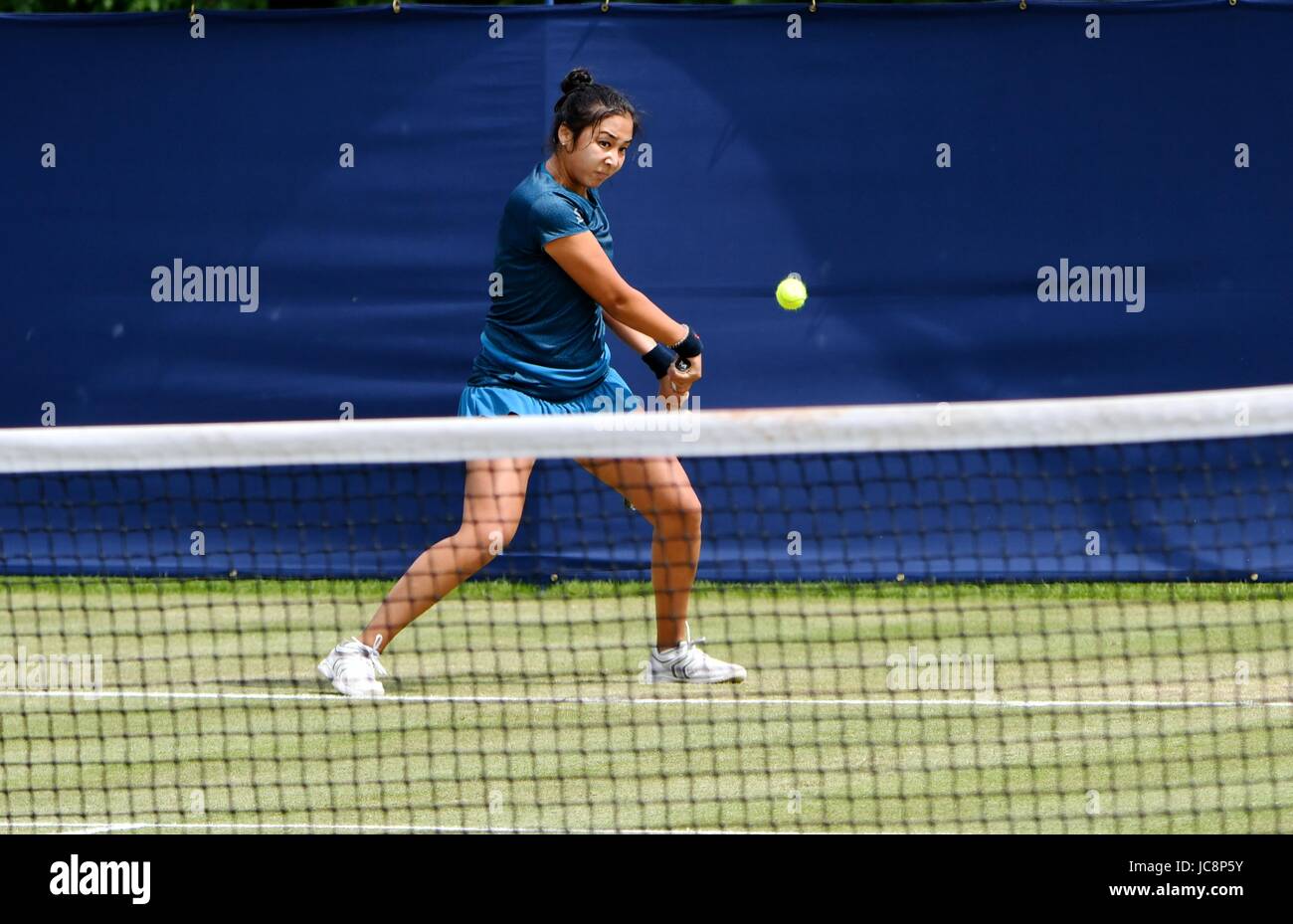 Manchester, UK. 14th June, 2017. Zarina Dyas (Kazakhstan) in action ...