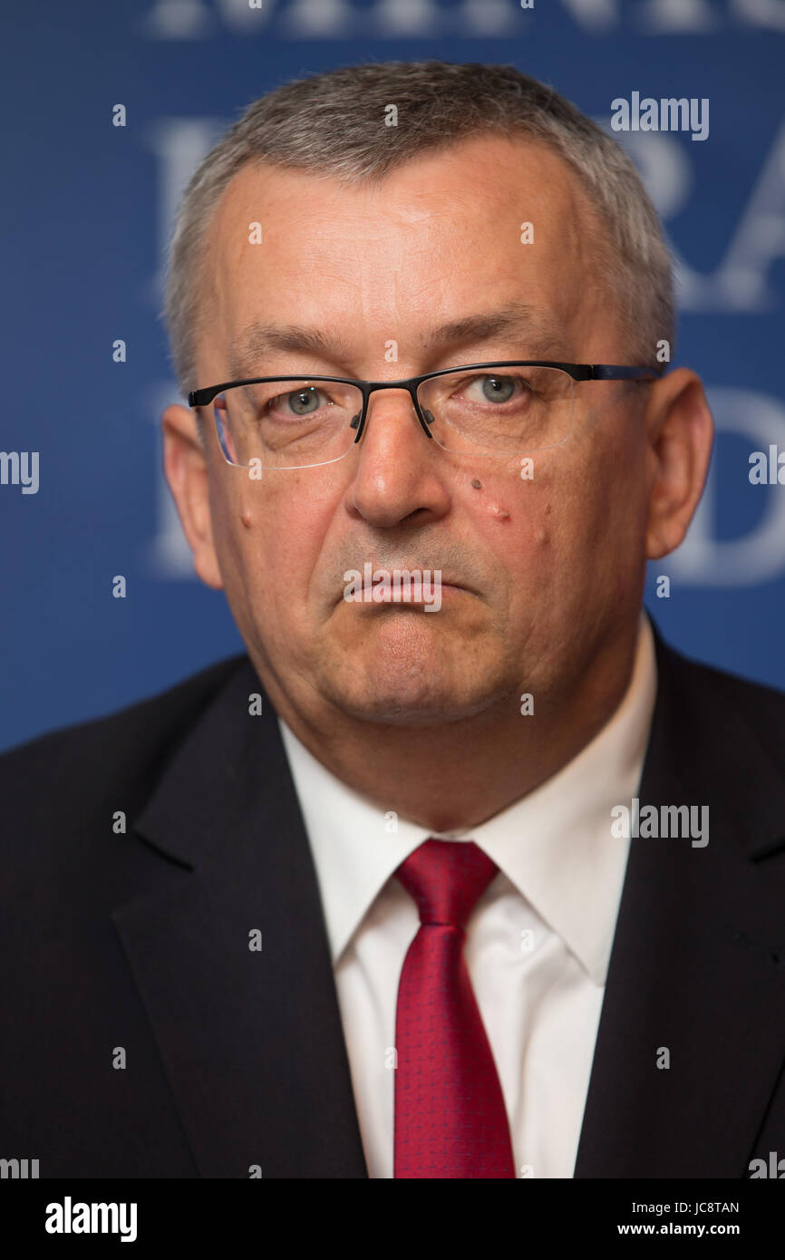 Polish Minister of Infrastructure, Andrzej Adamczyk speaks during a ...