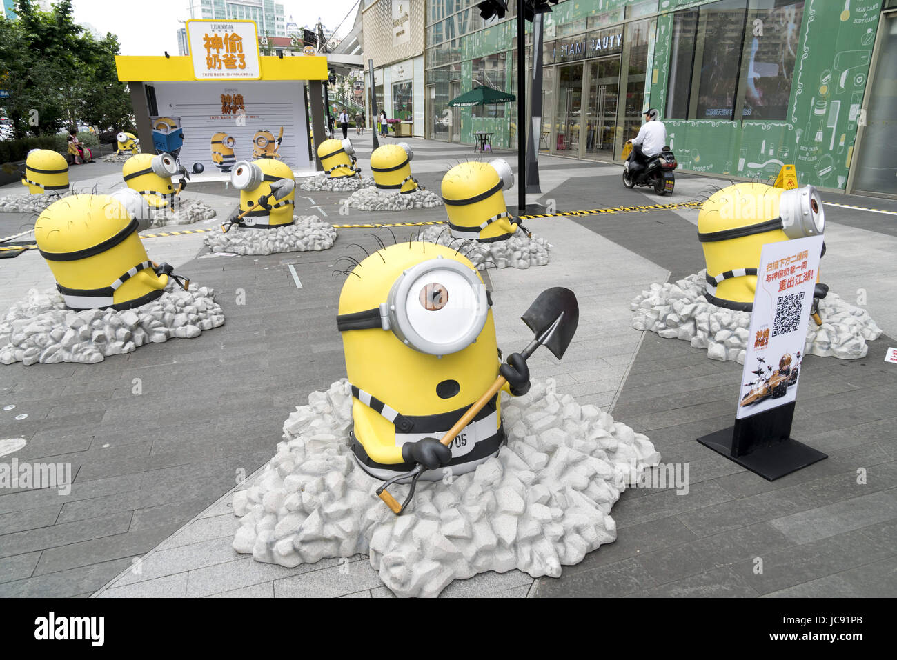 Shanghai, China. 15th June, 2017. Yellow minions can be seen at a ...