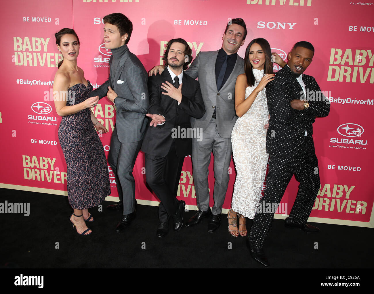 Los Angeles, USA. 14th Jun, 2017. Lily James, Ansel Elgort, Edgar ...