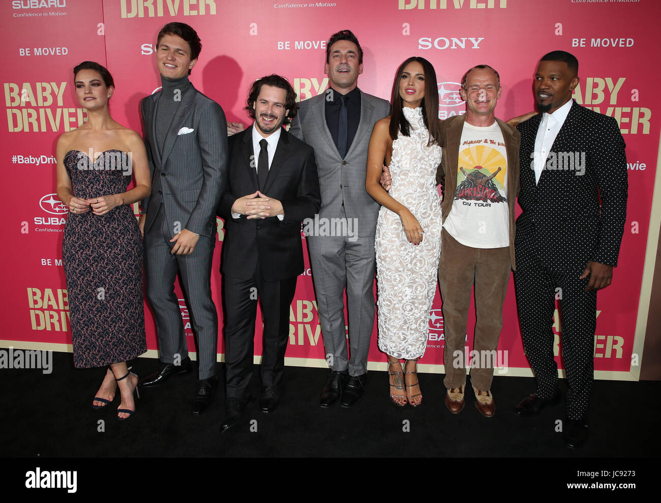 Los Angeles, USA. 14th Jun, 2017. Lily James, Ansel Elgort, Edgar ...