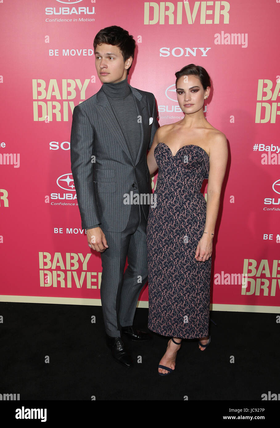 Los Angeles, USA. 14th Jun, 2017. Ansel Elgort, Lily James, at premiere ...