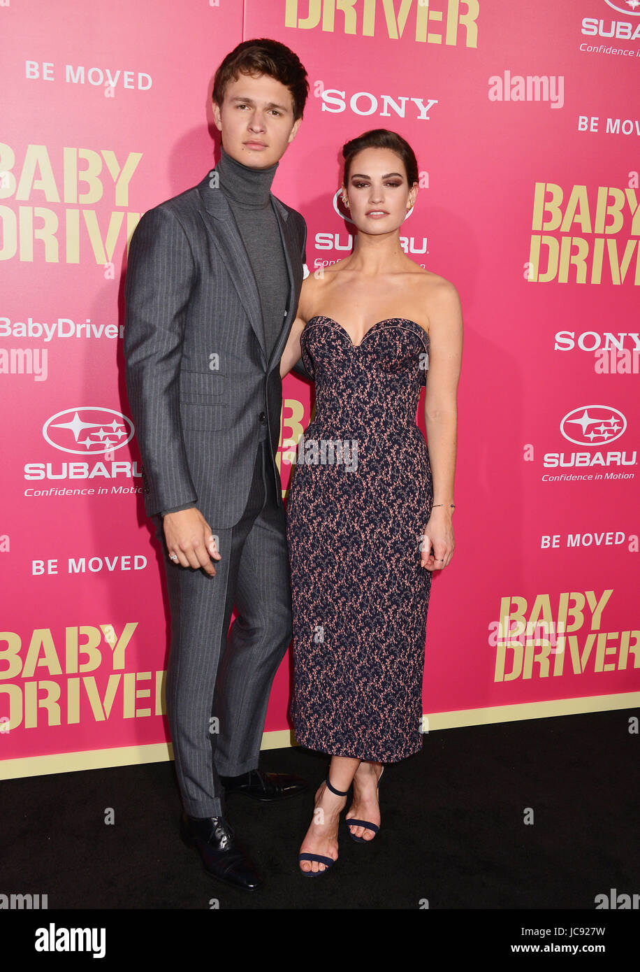 Los Angeles, USA. 14th June, 2017. Ansel Elgort, Lily James 068 at the ...