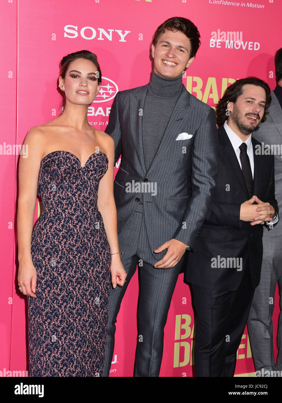 Los Angeles, USA. 14th June, 2017. Lily James, Ansel Elgort and the ...