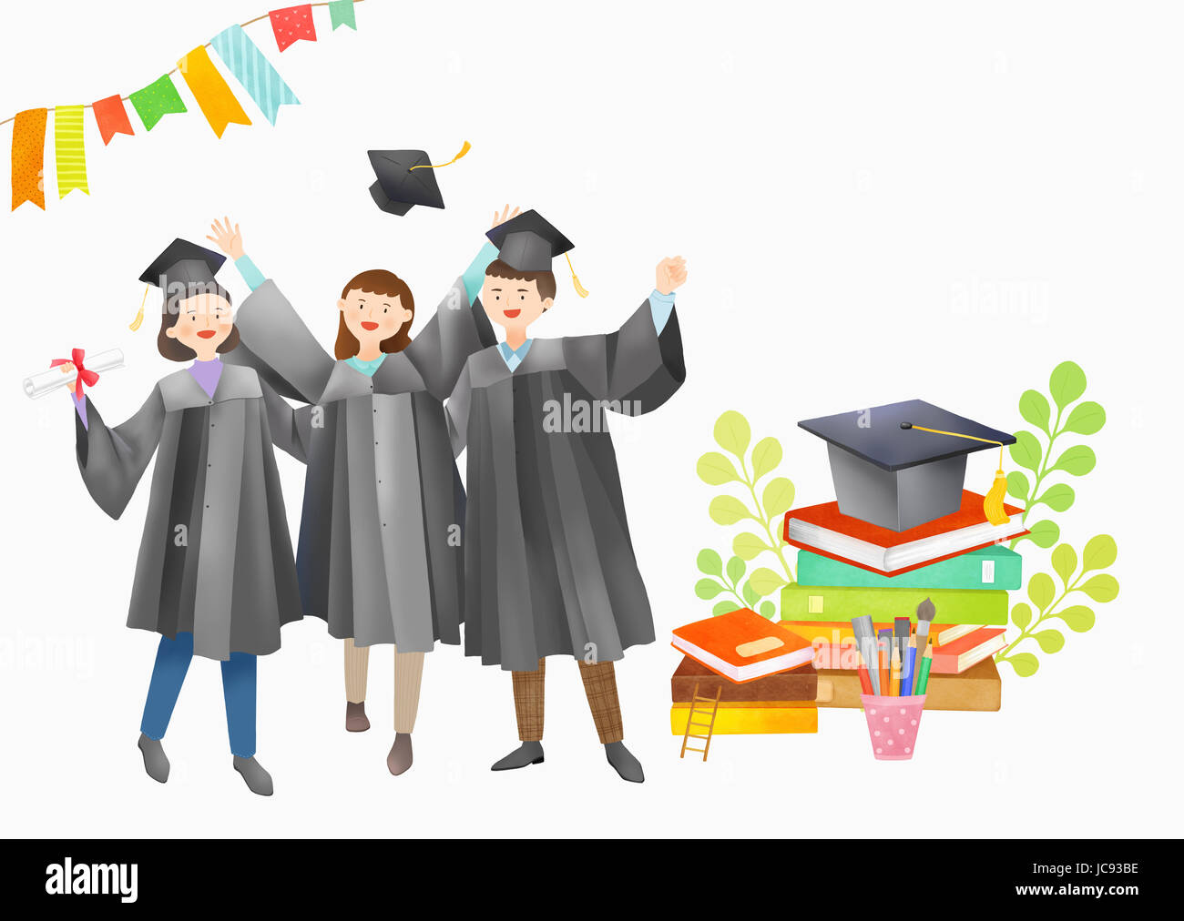Three smiling graduates Stock Photo - Alamy