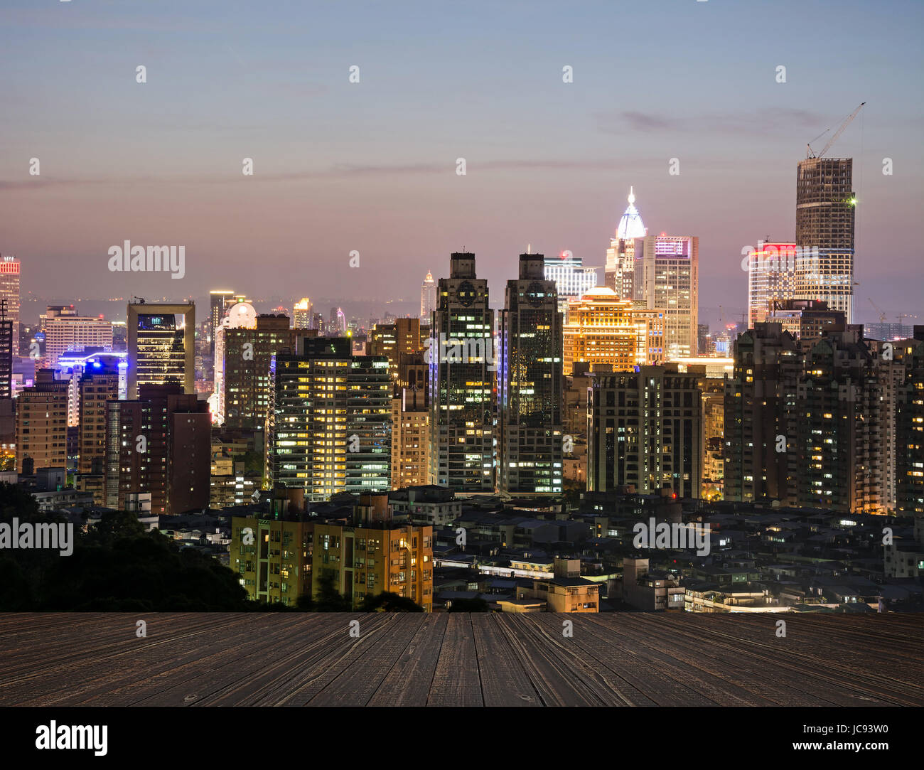 City night scene with wooden ground Stock Photo - Alamy