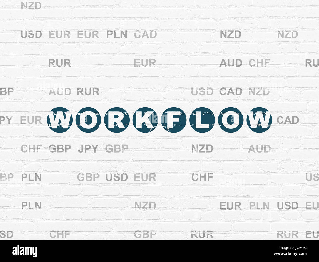 Finance concept: Workflow on wall background Stock Photo - Alamy