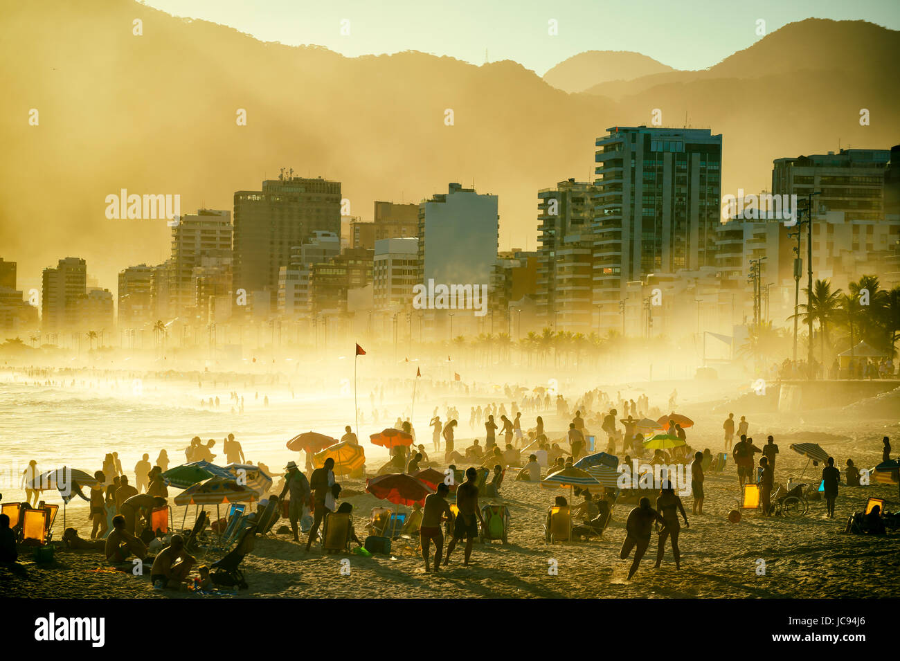 RIO DE JANEIRO - MARCH 20, 2017: Silhouettes of people enjoing the ...