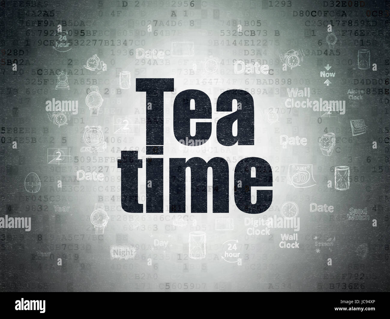 Timeline concept: Tea Time on Digital Data Paper background Stock Photo ...