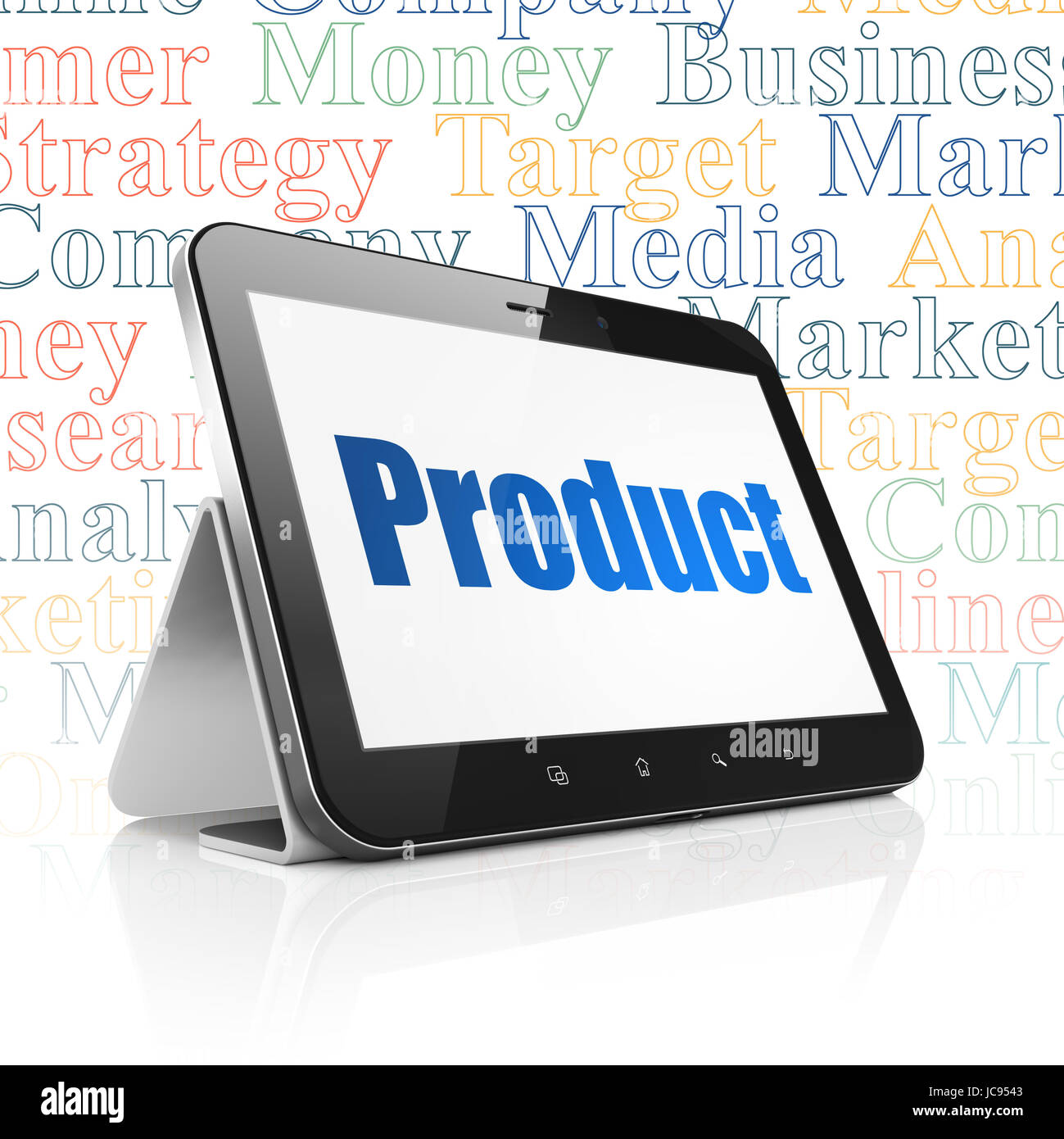 Marketing concept: Tablet Computer with Product on display Stock Photo ...