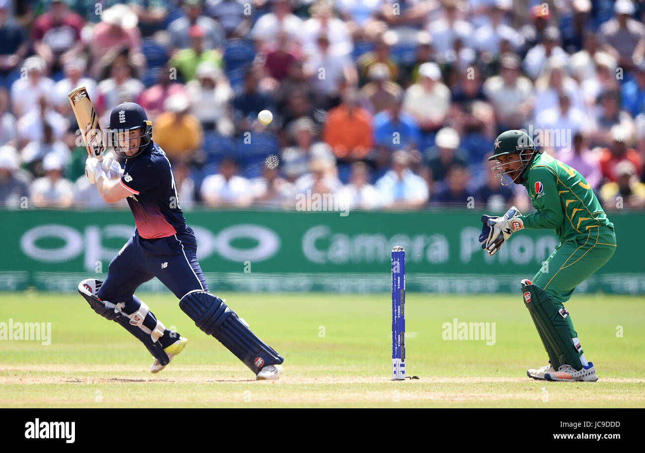 England's Eoin Morgan in batting action during the ICC Champions Trophy ...