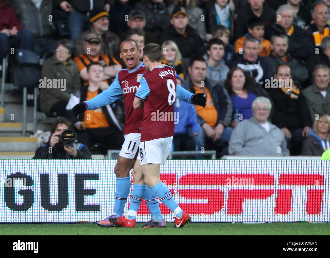 GABY AGBONLAHOR CELEBRATES HULL CITY V ASTON VILLA KC STADIUM HULL ...