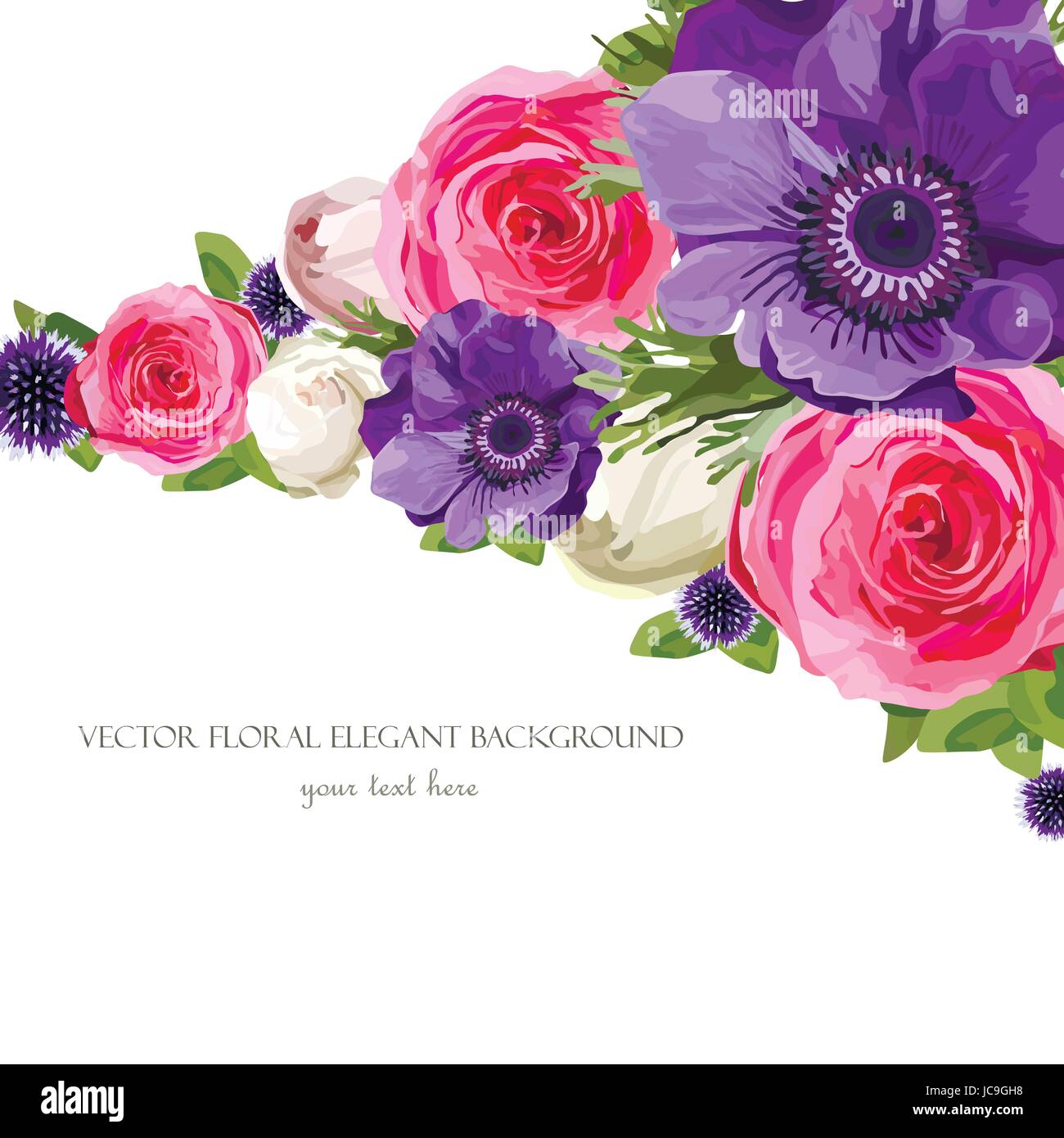 Flowers and leaves composition Stock Vector Images - Alamy