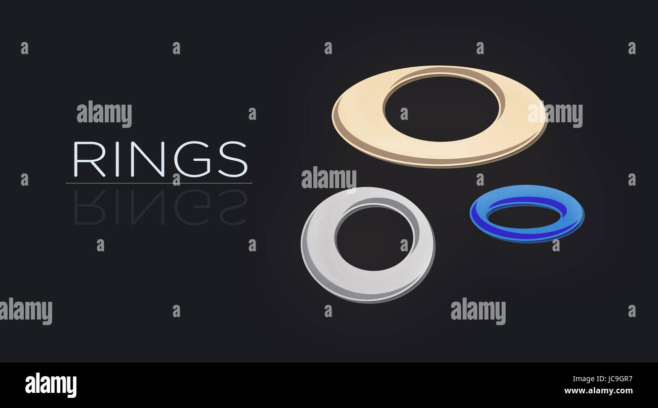 Three rings in gold silver and blue logo illustration Stock Photo - Alamy