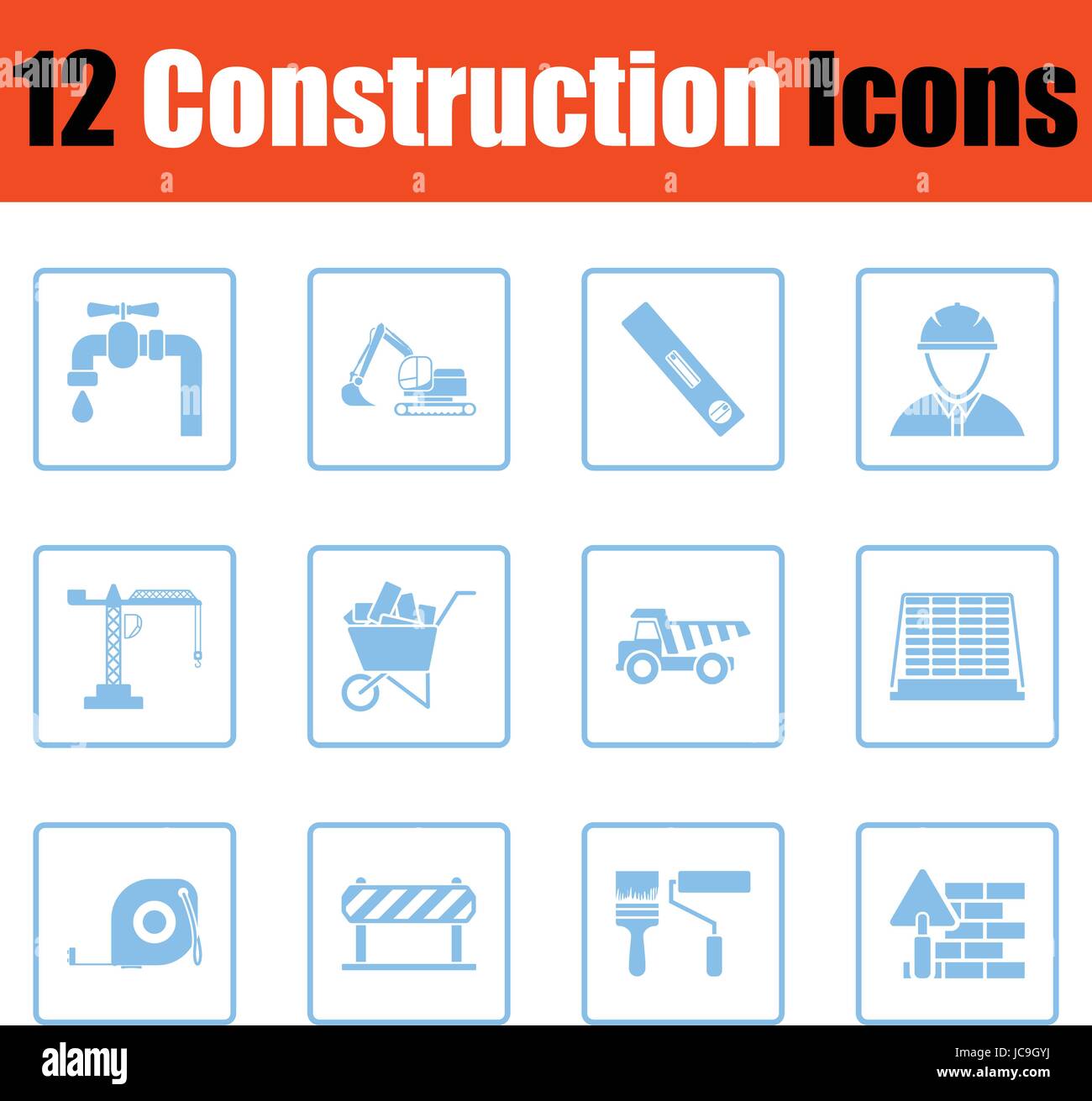 Construction icon set. Blue frame design. Vector illustration Stock Vector Image & Art - Alamy