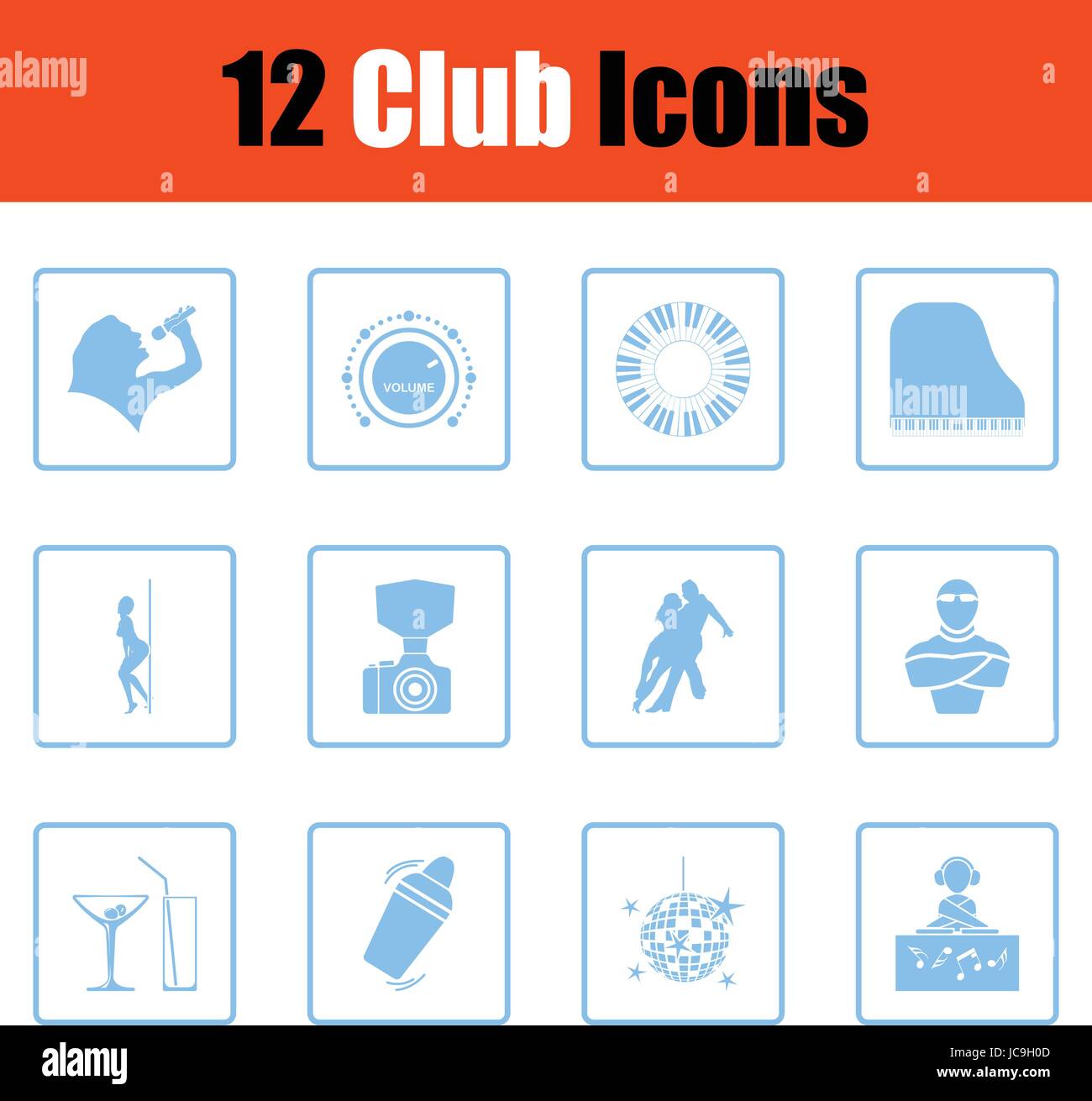 Club icon set. Blue frame design. Vector illustration Stock Vector ...