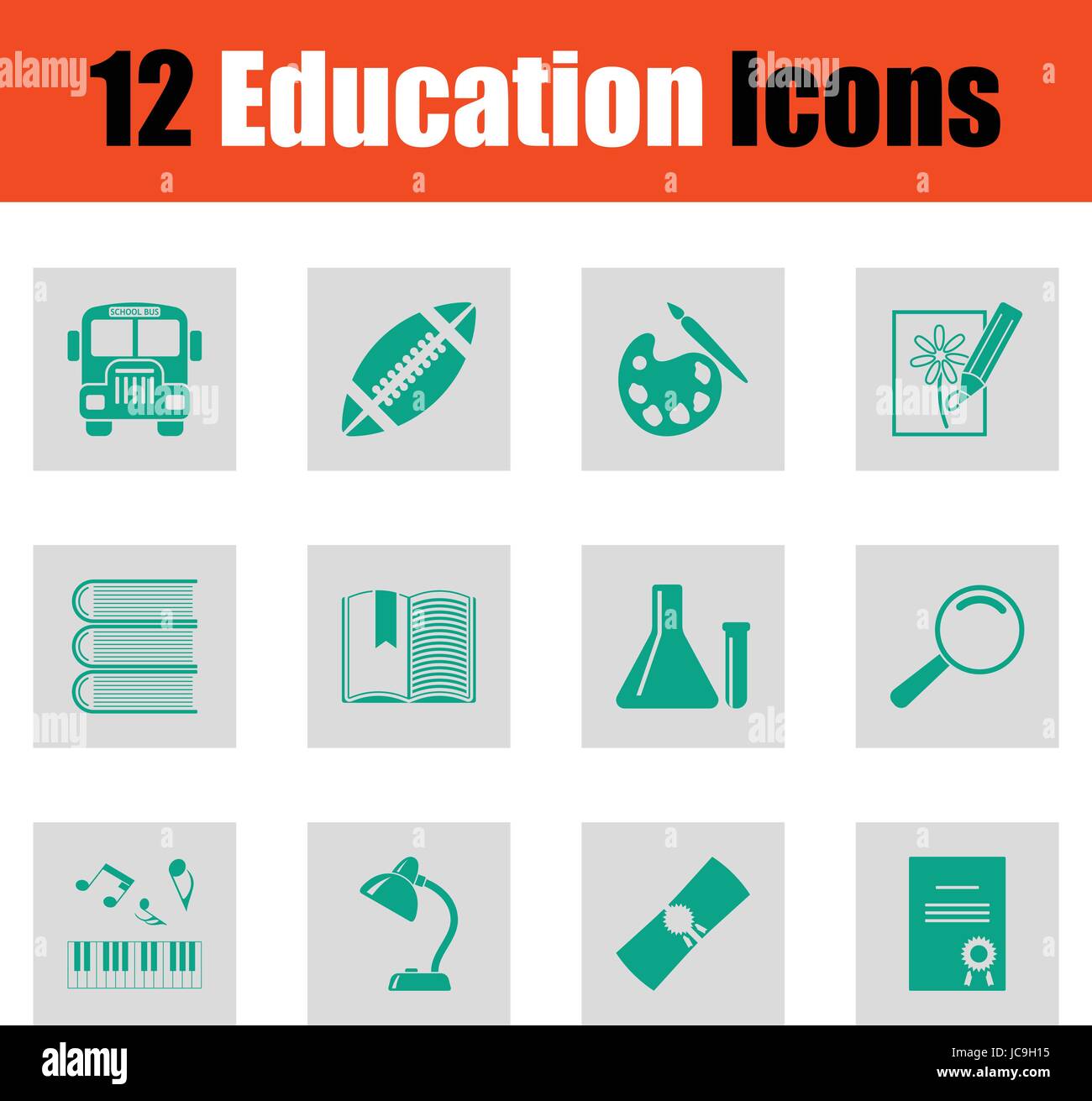 Education icon set. Green on gray design. Vector illustration Stock ...