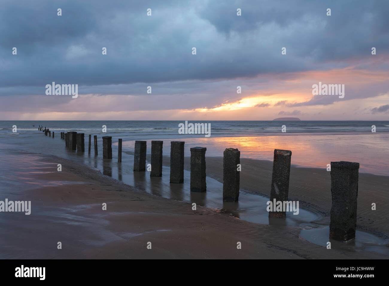 wavebreaker, Brean, Somerset, England, UK Stock Photo - Alamy