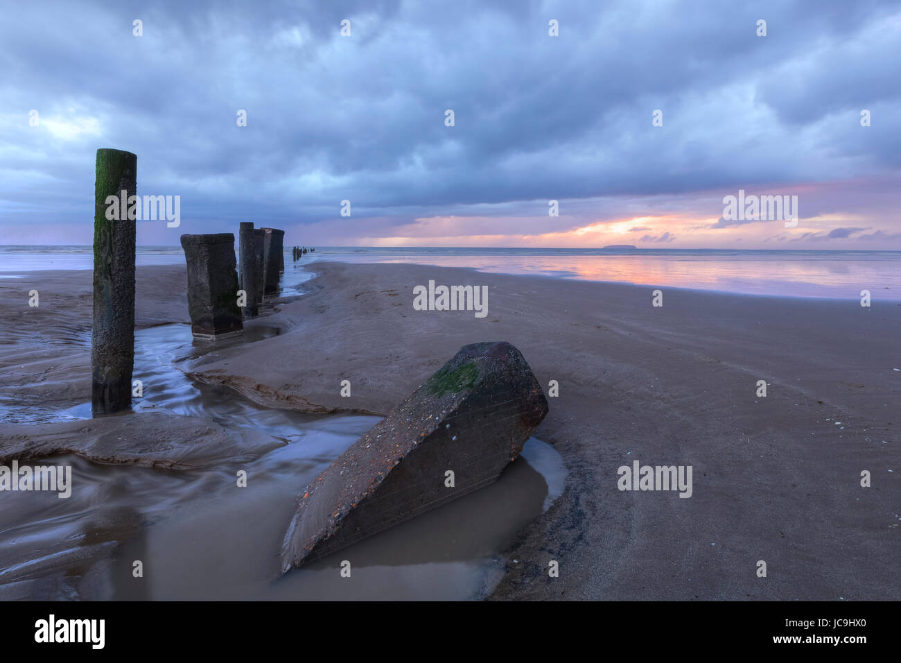 wavebreaker, Brean, Somerset, England, UK Stock Photo - Alamy