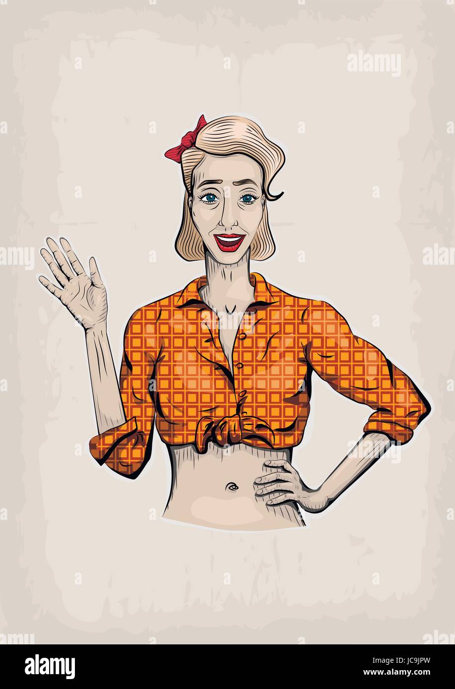 Female woman girl lady waving hand raised beautiful young, white ...