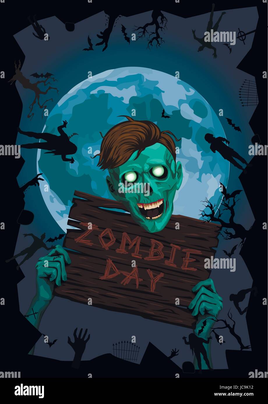 Halloween night moon zombi zombie evil spirits monster freak beast ...