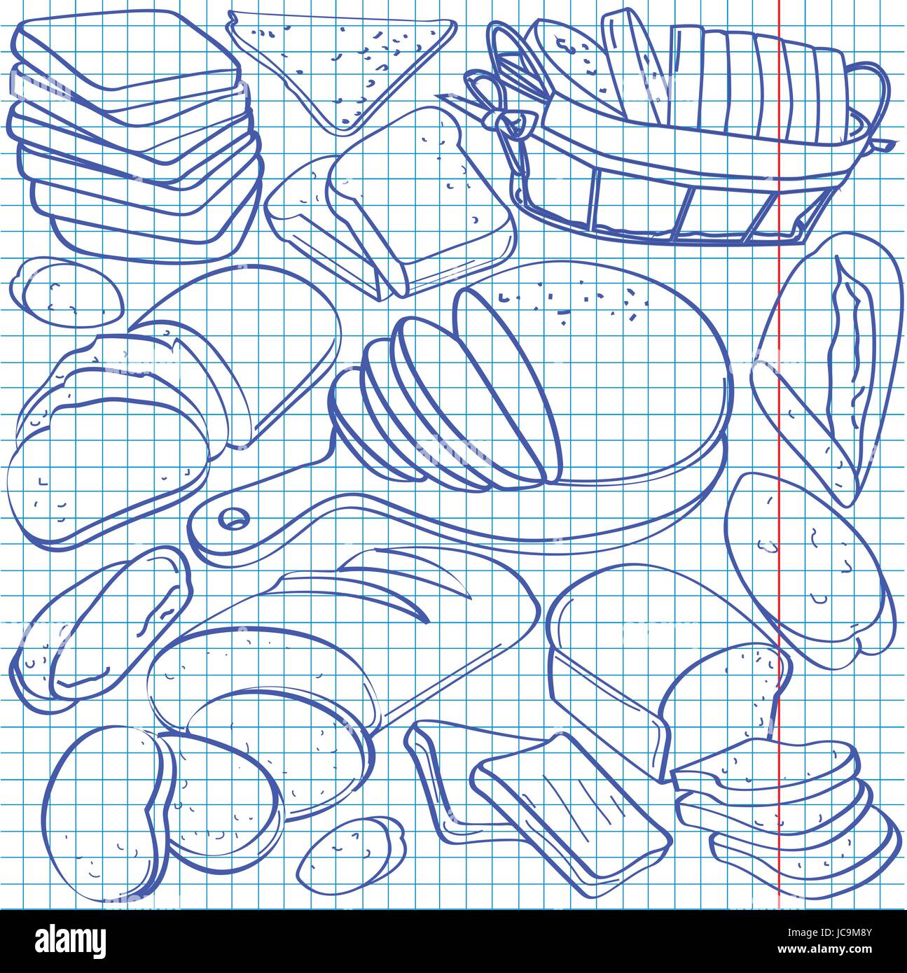 Baguette bread drawing in Stock Vector Images - Alamy