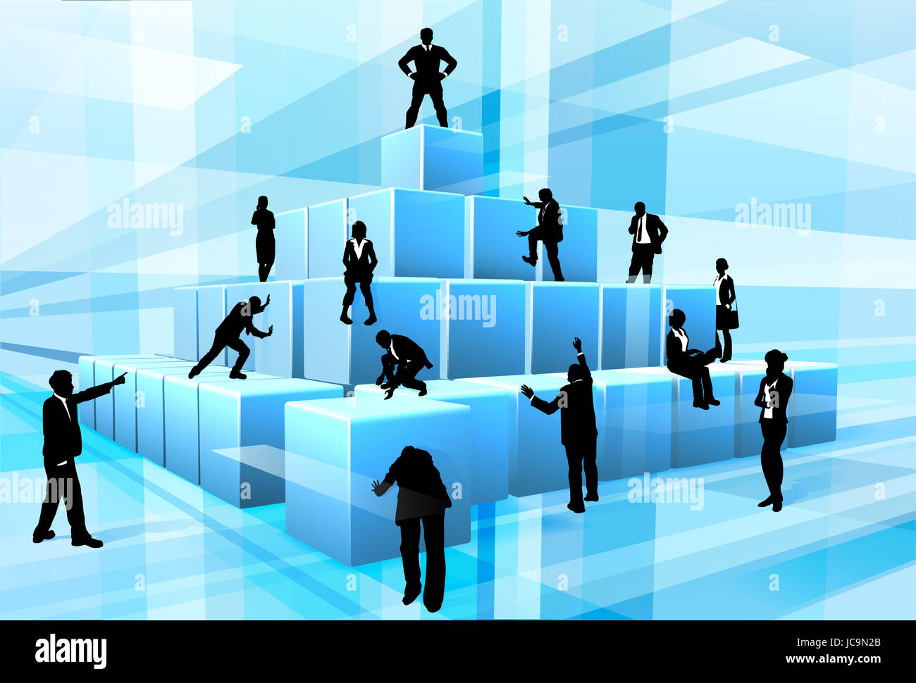 Teamwork concept of a business team of people silhouettes working ...