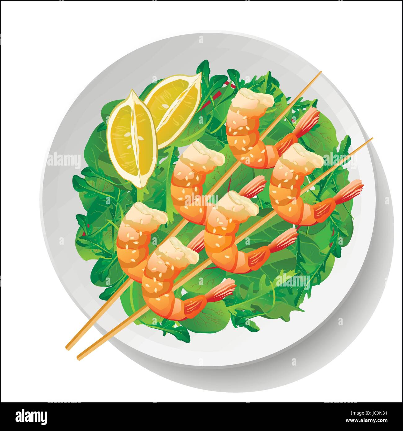 Top view salad grilled Stock Vector Images - Alamy